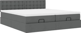 Osmanský rám postele s matrací tmavě šedý 200x200cm textil 3312893