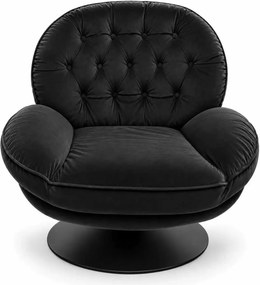 LuxuryForm DESIGN Otočné křeslo LUNA s podnožkou - černé