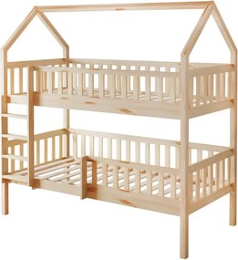 Montessori patrová postel 90x200 s přistýlkou, přírodní, VENITA TYP 1 Kondela 0000396837