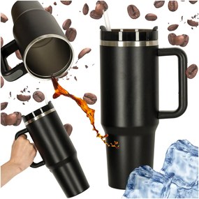 Creative Corner Termohrnek s brčkem a uchem termoska 1200ml černý