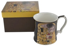 HOME ELEMENTS Porcelánový hrnek 360 ml, Klimt Polibek tmavý