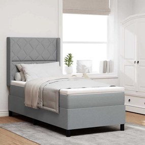 Postel s boxspringem s čelo Světle šedá 200 x 100 cm textil 3341693
