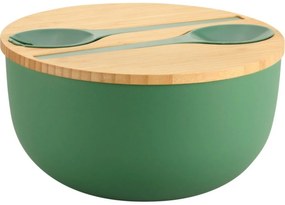 Kesper 58471 Salátová mísa s příborem a bambusovým víkem 24 cm, zelená
