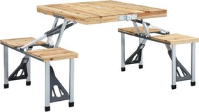 vidaXL Skládací kempingový stůl se 4 místy k sezení ocel hliník [47686] Barva: Hnědá