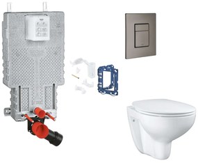 Grohe Uniset - Set předstěnové instalace, klozetu, sedátka SoftClose, tlačítka Skate Cosmopolitan a sady pro vhazování tablet, kartáčovaný Hard Graphite SANI15BB5114
