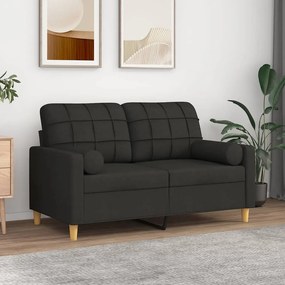 2místná pohovka s polštáři černá 120 cm textil 3200778