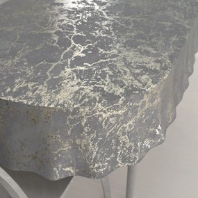 Biante Velký sametový oválný ubrus Isabela IBL-015 Zlatý mramor na světle šedém 160x220 cm