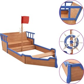 vidaXL Pískoviště pirátská loď jedlové dřevo 190 x 94,5 x 101 cm [92171]