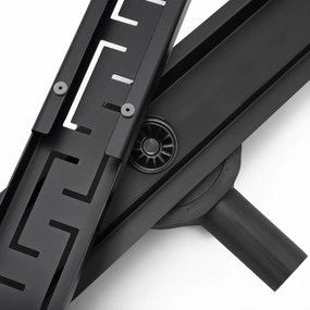 Rea PRO Black Matt, lineární odtokový žlab 60cm, vzor Greek, černá matná, REA-G8023