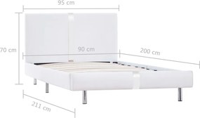 vidaXL Marketos Rám postele bílý umělá kůže 90 x 200 cm