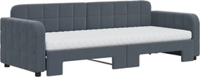 Válenda s přistýlkou a matracemi tmavě šedá 80 x 200 cm samet 3196947