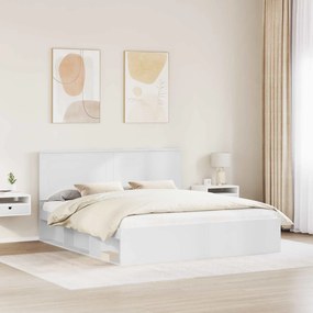 Rám postele s čelo Bílá 180 x 200 cm Masivní borové dřevo 3409318