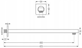 Mexen CUBE, podomítkové rameno 40cm + sprchová hlavice 30x30cm, černá, 79112-70+79130-70