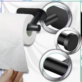 Camerazar Samolepící černý držák toaletního papíru na zeď pro podkrovní toaletu