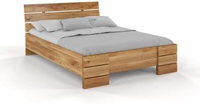 Dubová postel Sandemo - zvýšená - bezbarvý olej  , Dub přírodní, 140x200 cm