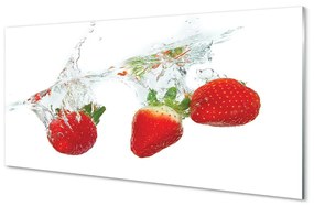 Obraz na skle Water Strawberry bílé pozadí 140x70 cm
