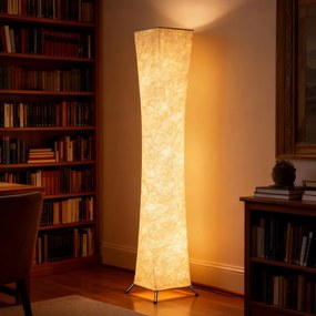 HOMCOM Stojací lampa s papírovým stínidlem, nožní spínač, 3 úrovně jasu, bílá