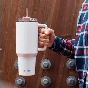 Quokka Nerezový termohrnek s brčkem Stream Light Pink 1200 ml
