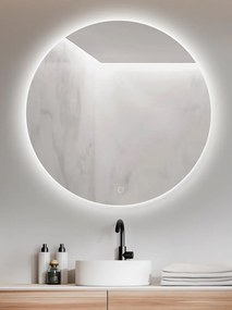 AMBIENTE kulaté zrcadlo do koupelny na zeď do pokoje do ložnice do předsíně na chodbu Amirro Ø 80 cm s LED osvětlením a senzorem, IP44 411-033 411-262 411-347 4