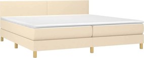 Box spring postel s matrací a LED krémová 200x200 cm textil 3133586