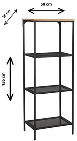 Regál Lex A 50 cm dub přírodní/černý