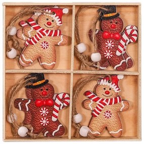 Sada vánočních dřevěných ozdob GINGERBREAD, 12 ks