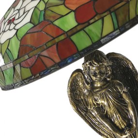 Vitrážová lampa Tiffany s andělem Magda – 57x83 cm