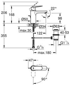 GROHE 2339600E -Umyvadlová baterie EUROSMART COSMOPOLITAN DN 15 velikost M chrom