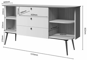Komoda GALET - K158-2K3F/GT - Bílá lak mat