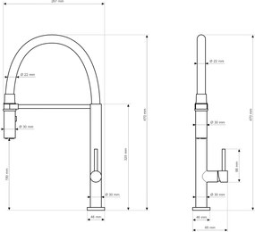 Gamma Vento Slim, vysoká dřezová baterie, černá matná, GMA-BVOS-BK
