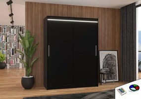 Posuvná skříň s LED osvětlením DENVER 150 černá