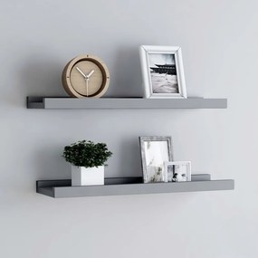 Poličky na zarámované obrázky 2 ks šedé 60 x 9 x 3 cm MDF 323935