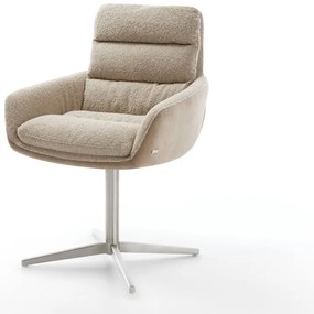 Jídelní židle Abelia-Flex s područkami mix materiálů béžová podnož