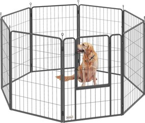 PawHut Skládací ohrádka pro štěňata s 8 panely 68x100 cm, každé dveře, kotvy do země, flexibilní skládací ochranný kryt, ohrádka 100 cm vysoká, vhodná