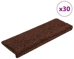 Schodové rohože 30 ks 65 x 21 x 4 cm hnědé s obdélníkovým okrajem 3365828