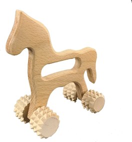 AMADEA Dřevěná masážní pomůcka koník, masivní dřevo, 15 cm