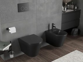 Mexen Rico, závěsná WC mísa 490x360x370 mm, Rimless Tornádo, černá matná, 3372XX85T