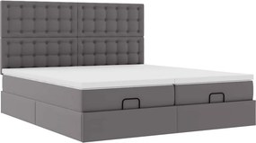 Osmanský rám postele s matrací šedá 200x200cm umělá kůže 3314511