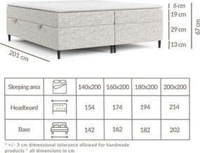 Světle hnědá boxspring postel s úložným prostorem 140x200 cm Araya – Maison de Rêve
