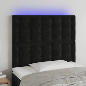 Čelo postele s LED černé 100x5x118/128 cm samet 3122902