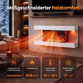 Costway Třístranný elektrický krb 81 cm s LED, bílý