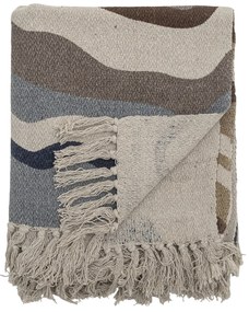Bloomingville Přehoz z recyklované bavlny Stephania Brown 160x130 cm, béžová barva, hnědá barva, textil