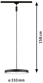 Paulmann 96798 Hildor, závěsné svítidlo pro Urail system, 1x15W LED 4000K, tříkrokové stmívání, černá, průměr 31cm