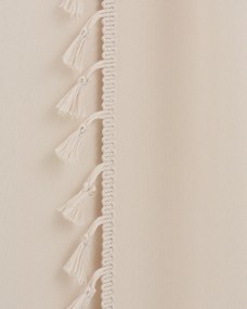 Room99 Hotový závěs na kroužcích s třásněmi Lara Jednobarevný Barva: Krémová, Velikost: 140 x 260 cm