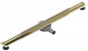 Mexen Flat nerezový sprchový žlab s rotačním 360° sifonem 80 cm, vzor SLIM, zlatá, 1541080