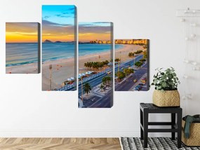 Vícedílný obraz Pohled Na Východ Slunce Na Pláž Copacabana A Avenida Nedostatek Nedostatek Přírodní plátno 240x150