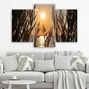 Gario Obraz na plátně Západ slunce na břehu jezera - 3 dílný Rozměry: 60 x 40 cm