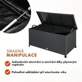 Polyratanový úložný box RICCO, 117 x 53 x 60cm, černá Casaria