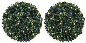 Umělé buxus koule s LED světly 2 ks zelené 45 cm 3335896