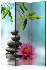 Paraván Water Lily and Zen Stones Dekorhome 135x172 cm (3-dílný)